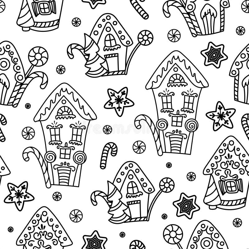 Drawing Gingerbread House Line Stock Illustrations – 179 Drawing ...