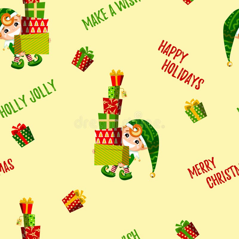 Christmas Elf Carrying Gift Stock Illustrations – 219 Christmas Elf ...