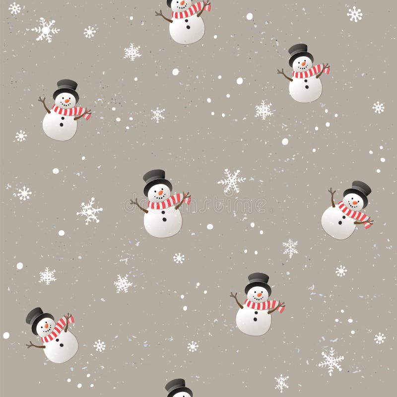 Christmas Seamless Pattern Happy Snowman Stock Vector - Illustration of ...