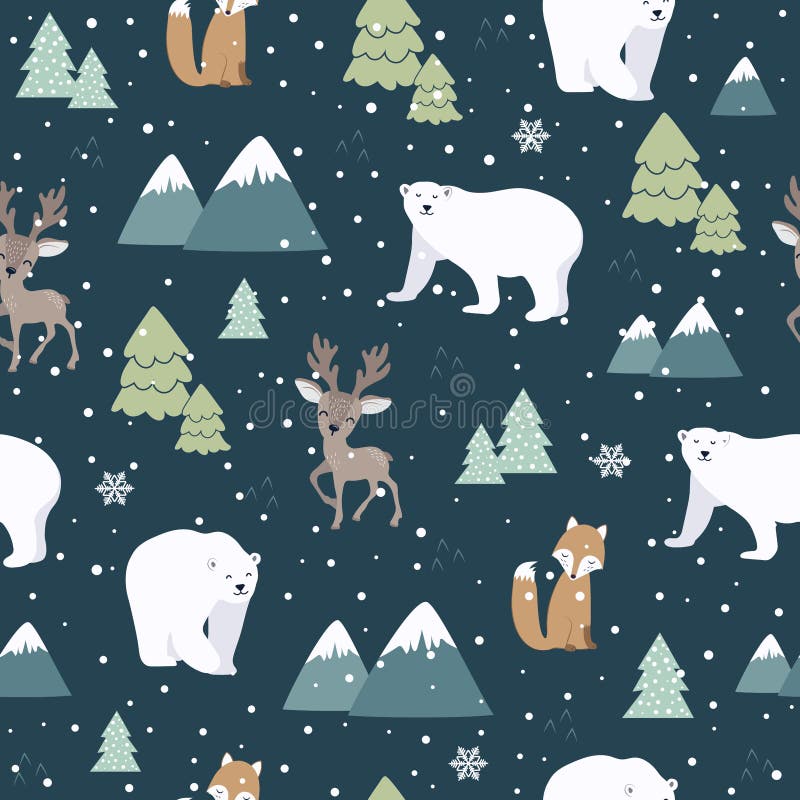 Deer Winter Pattern Stock Illustrations – 36,795 Deer Winter Pattern ...