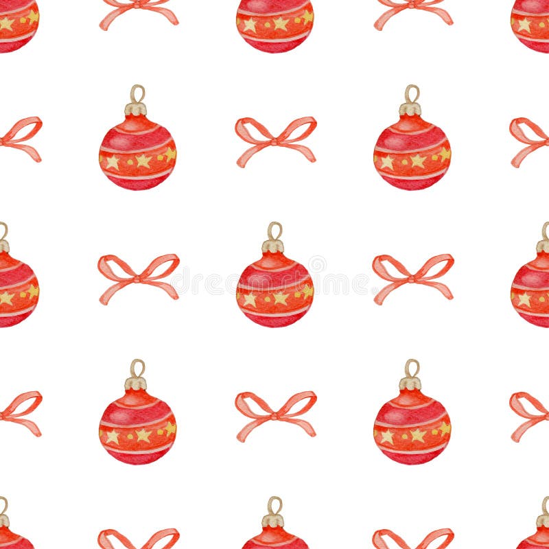 Christmas Seamless Pattern with Red Decorations Stock Illustration ...