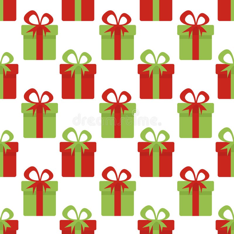 Christmas Seamless Pattern with Red and Green Gift Boxes. Christmas ...