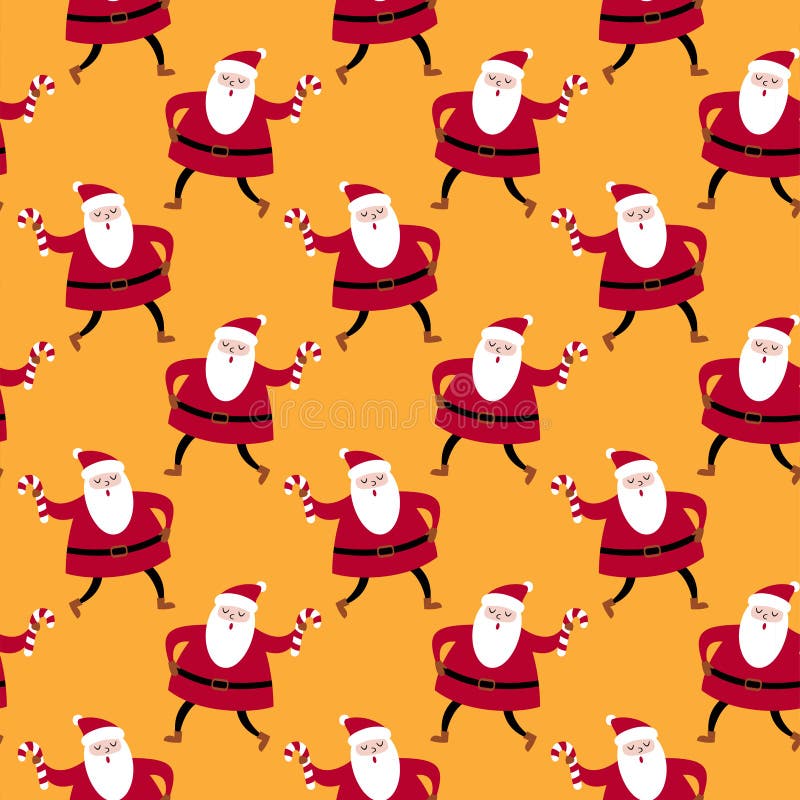 Christmas Seamless Pattern. Santa Claus with a Lollipop in His Hands ...
