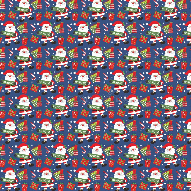 Christmas Seamless Pattern with Santa and Presents Stock Vector ...