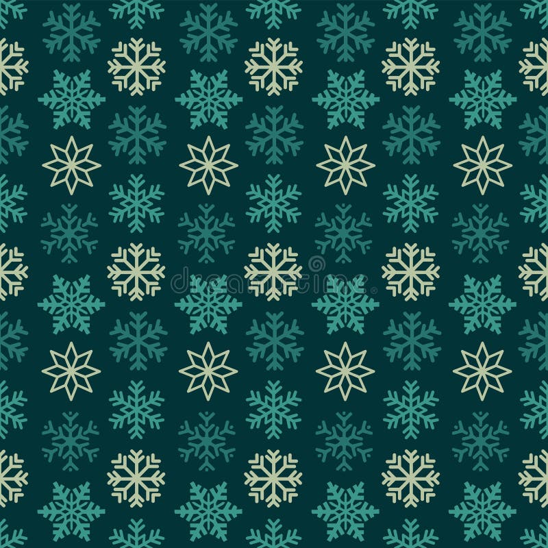 Christmas Seamless Pattern. Snowflake on Green Background. Design for ...