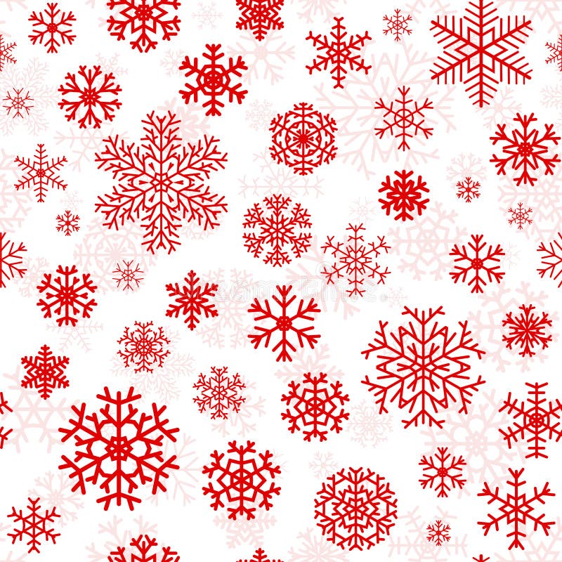 Snowflakes Pattern. Christmas Falling Snowflake on Red Backdrop. Winter ...
