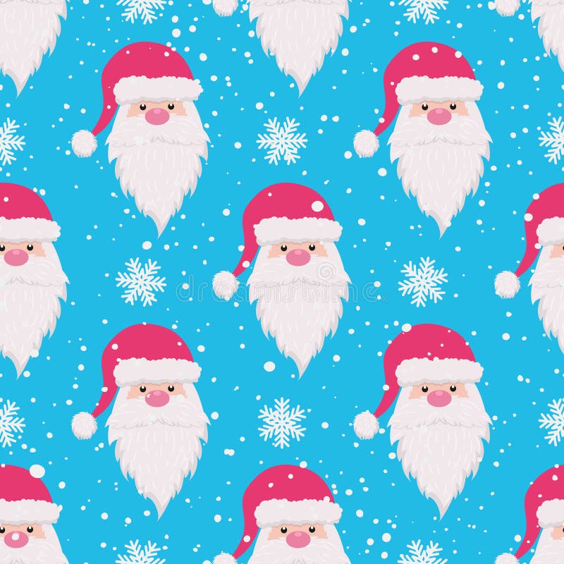 Christmas Seamless Pattern with Snowflakes and Santa Claus. Vector ...