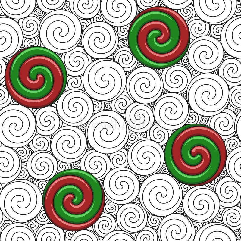 Christmas Seamless Pattern with Swirls and Candies. Stock Vector ...