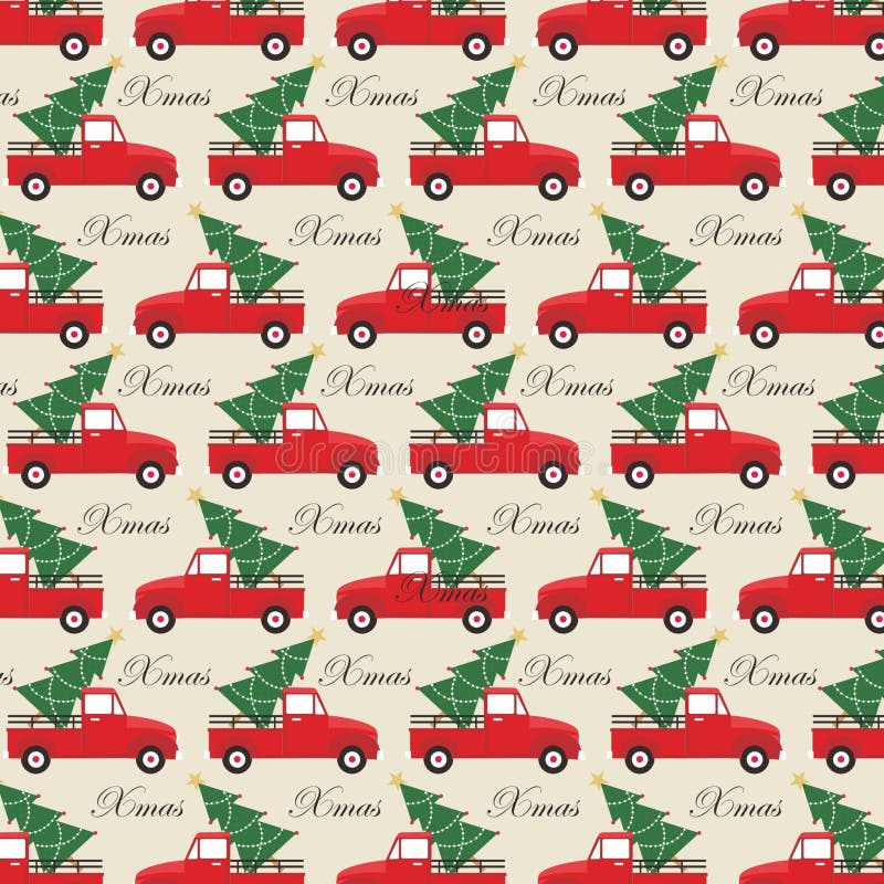 Christmas Seamless Pattern with Christmas Tree on the Truck Pattern ...