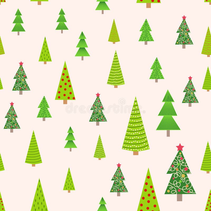 Christmas Seamless Pattern with Christmas Trees of Different Sizes ...