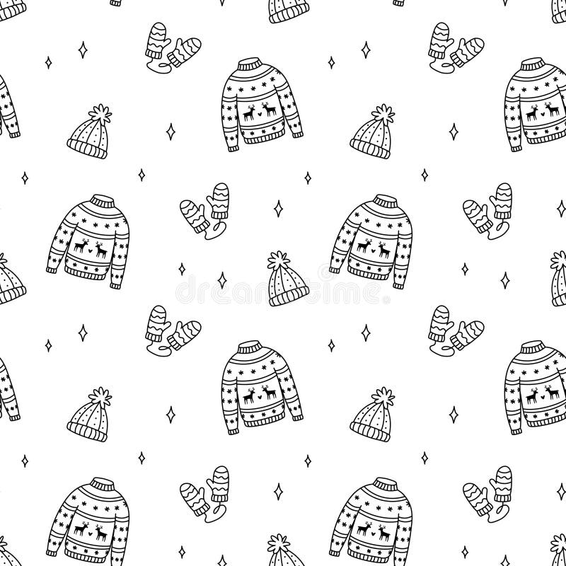 Christmas Seamless Pattern with Ugly Sweater. New Year Pattern in ...