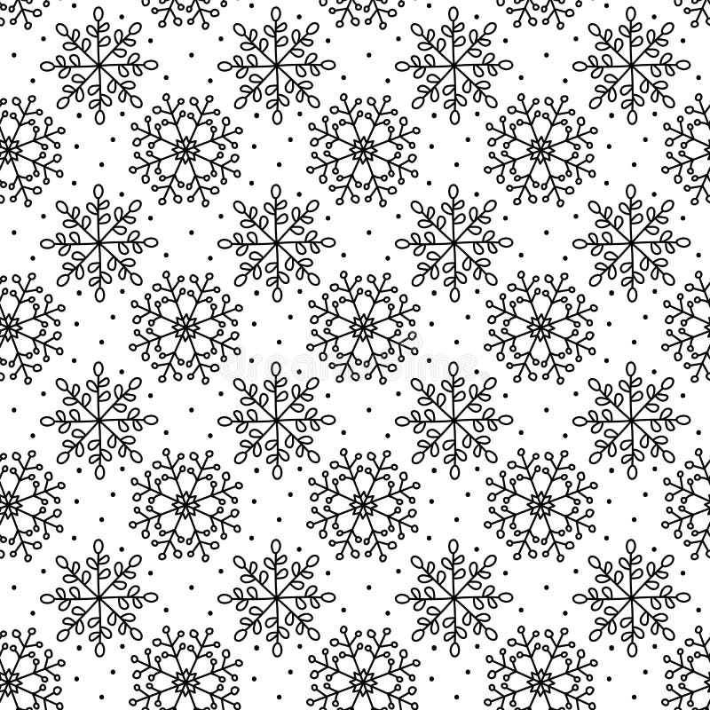 Christmas Seamless Pattern. Winter Snowflake Vector Monoline Stock ...
