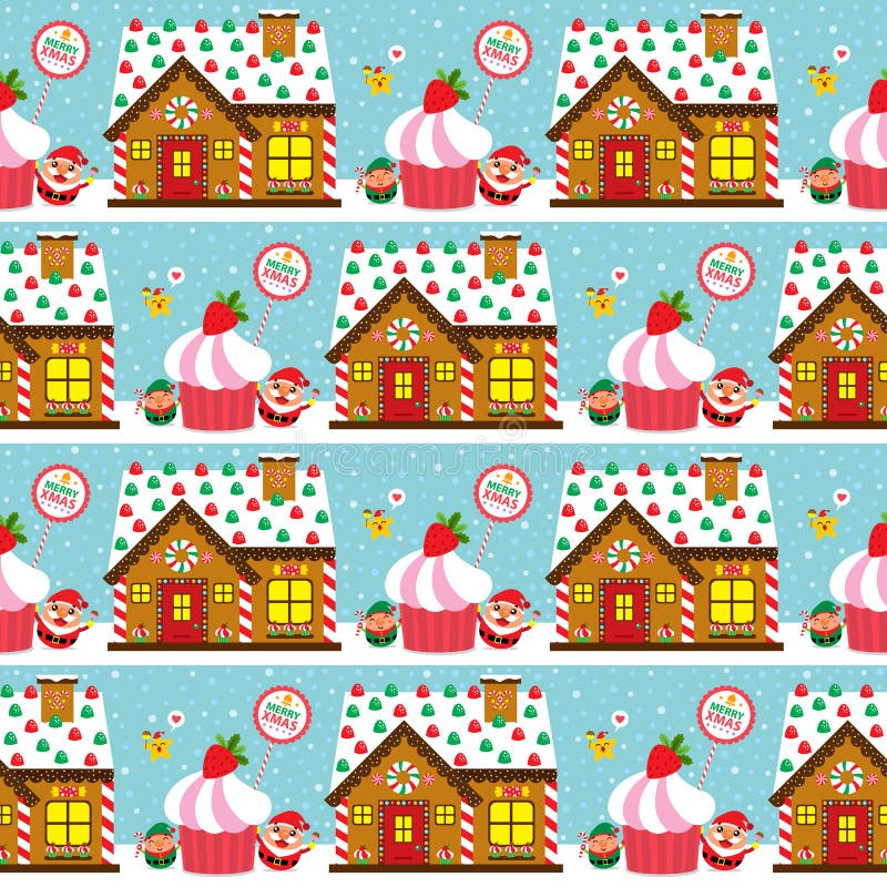 Christmas Seamless Santa Claus and Cake Stock Vector - Illustration of ...