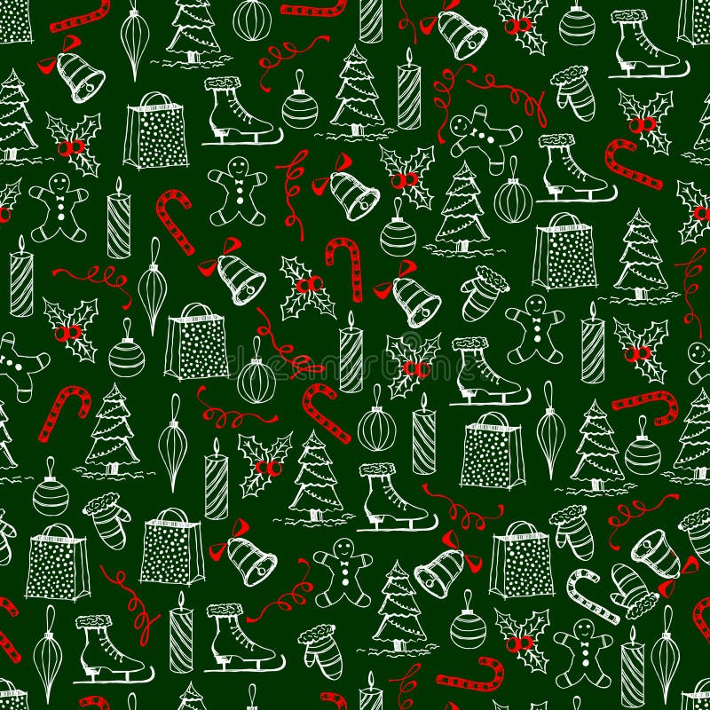 Christmas Seamless Texture with the Christmas Objects Made in the Hand ...