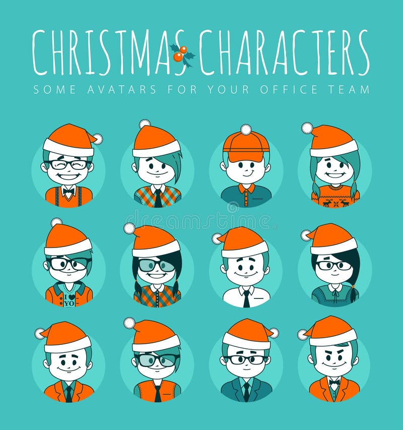Christmas Set of Avatars Your Office Team. Stock Vector - Illustration ...