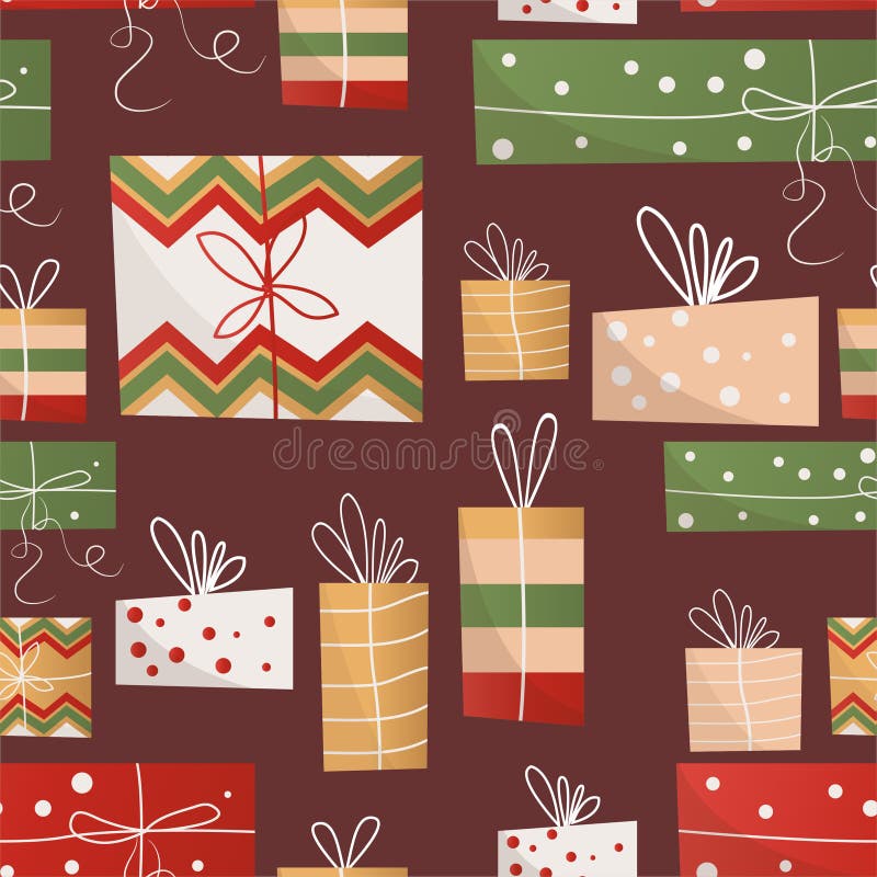 Christmas Set of Bright Beautiful Gifts in Colored Packages Stock ...