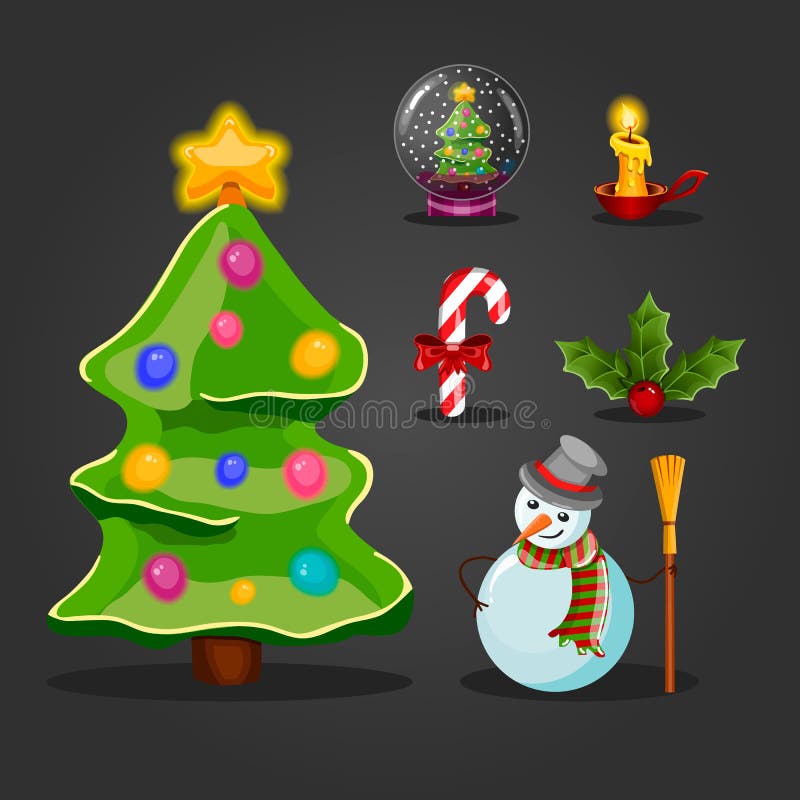 Christmas Set for Game Interface Design Stock Illustration ...