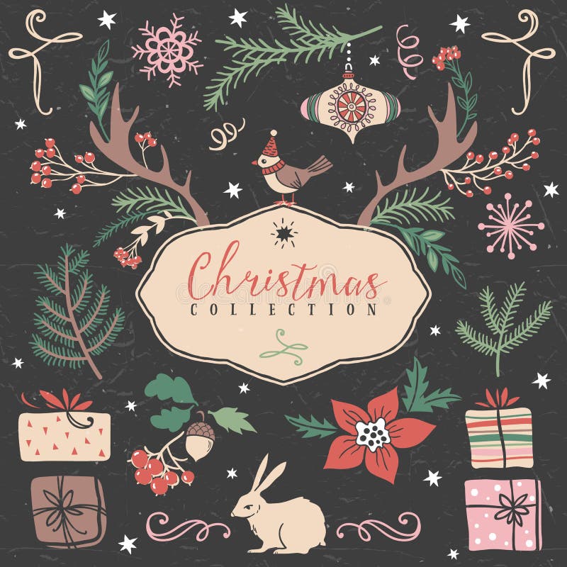 Vintage christmas tree stock vector. Illustration of hand - 26221721