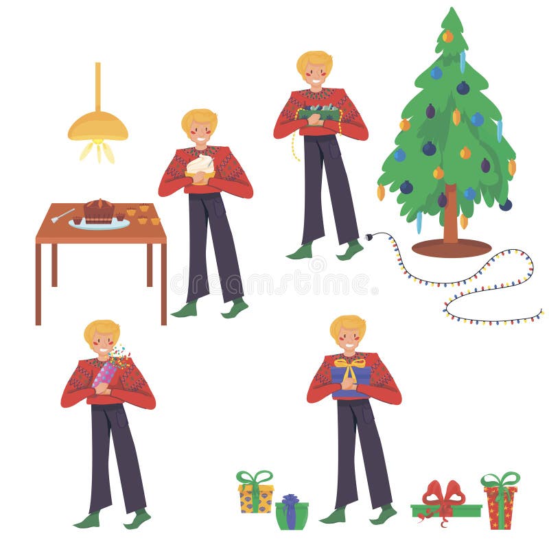 Christmas Set of Isolated Elements of Human Characters and Vector ...