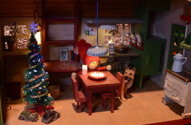 Christmas Set Up Indoor Scene Stock Image - Image of pudding, scene ...