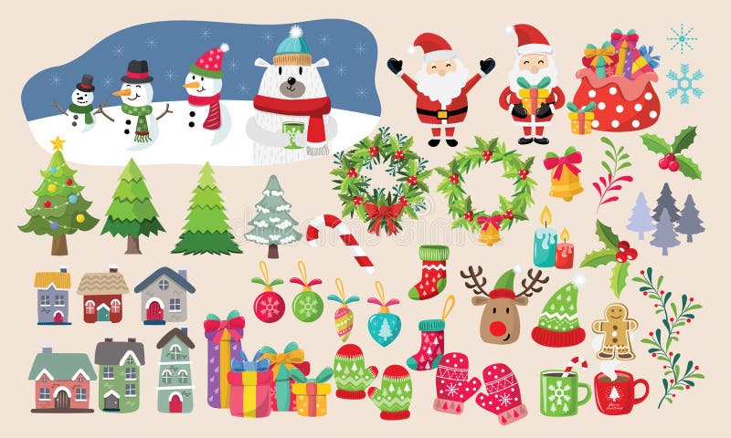 Christmas Set Vector Illustrator Design 01 Stock Vector - Illustration ...
