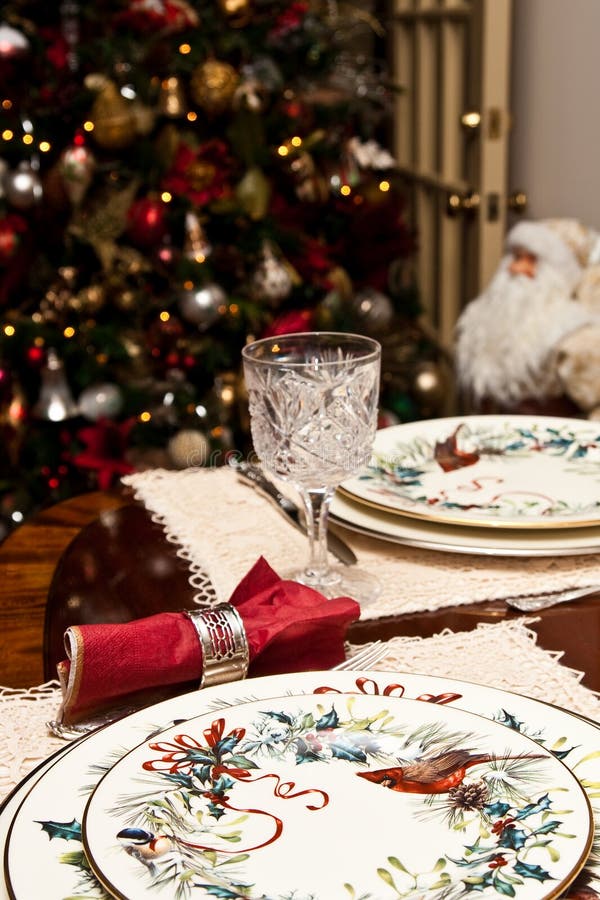 Christmas Setting with Tree and Santa Stock Photo - Image of december ...