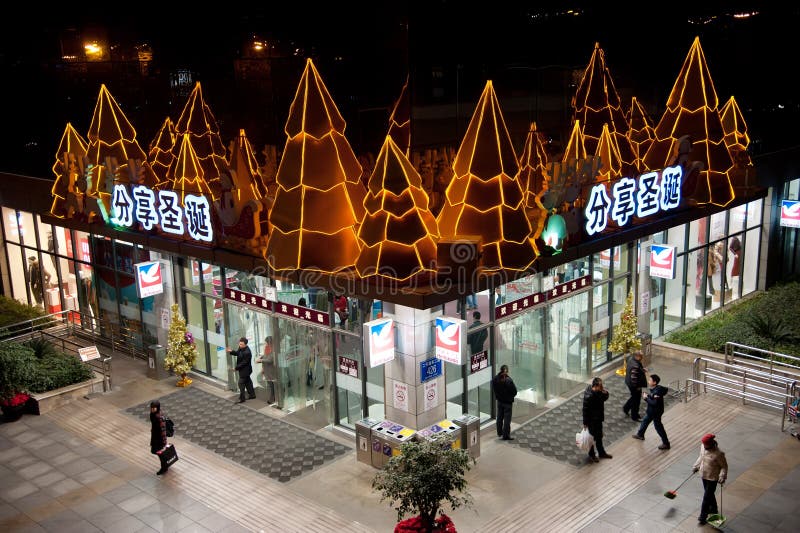 Christmas Shopping in Chengdu Editorial Photo - Image of asian ...
