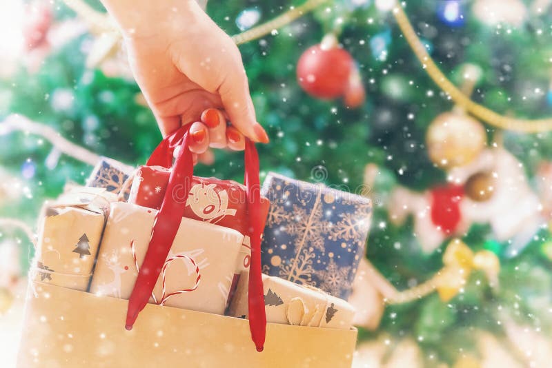 Christmas Shopping Gifts. Gifts in the Package Stock Photo - Image of ...