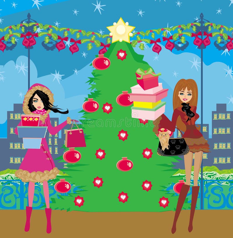 Christmas shopping stock vector. Illustration of covered - 47208303