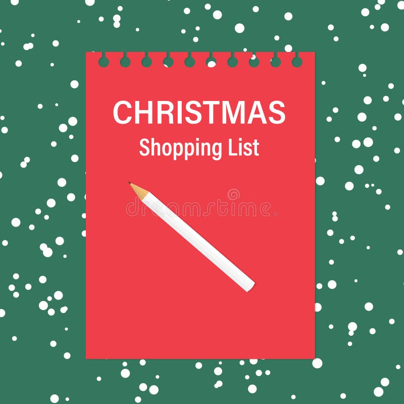 Christmas Shopping List Written on Red Paper Note Stock Vector ...