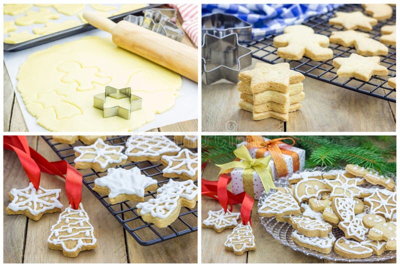 Christmas Shortbread Cookies, Collage Stock Image - Image of crunchy ...
