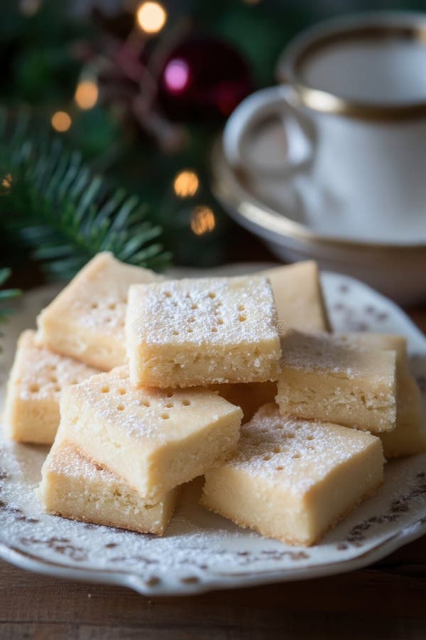 Christmas Shortbread Delight on Elegant Plate with Festive Decorations ...