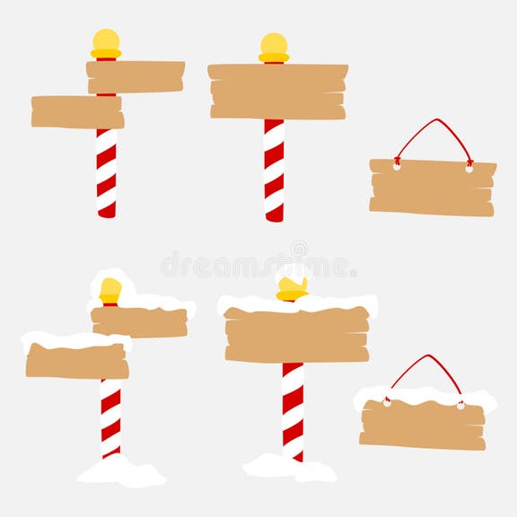 Christmas Sign Board in Winter with Snow Stock Vector - Illustration of ...