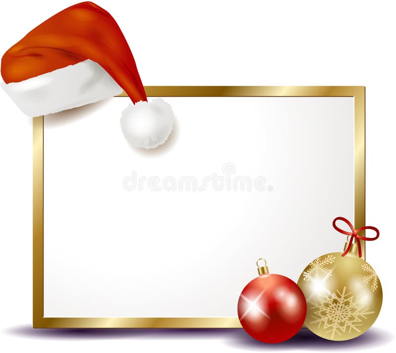 Christmas Signboard with Christmas Hat Stock Vector - Illustration of ...