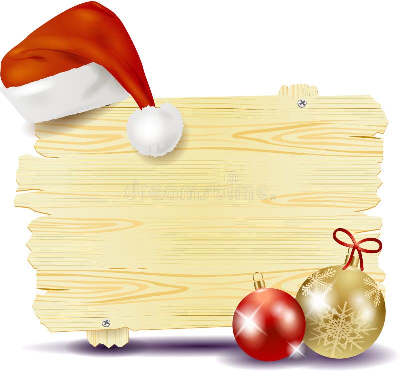 Christmas Signboard with Christmas Hat Stock Vector - Illustration of ...