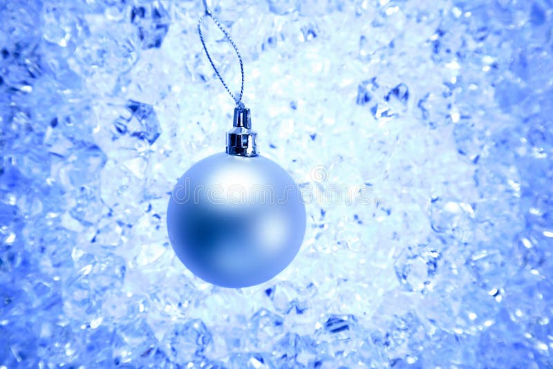 Christmas Silver Bauble on Blue Winter Ice Stock Photo - Image of glass ...