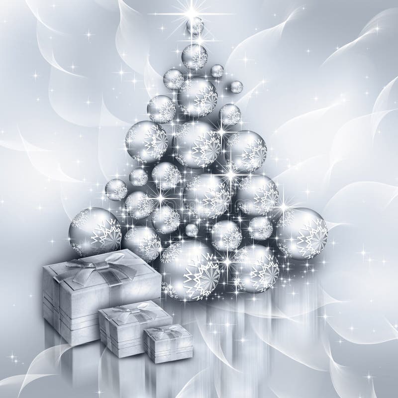 Christmas silver tree stock illustration. Illustration of decor - 82830367