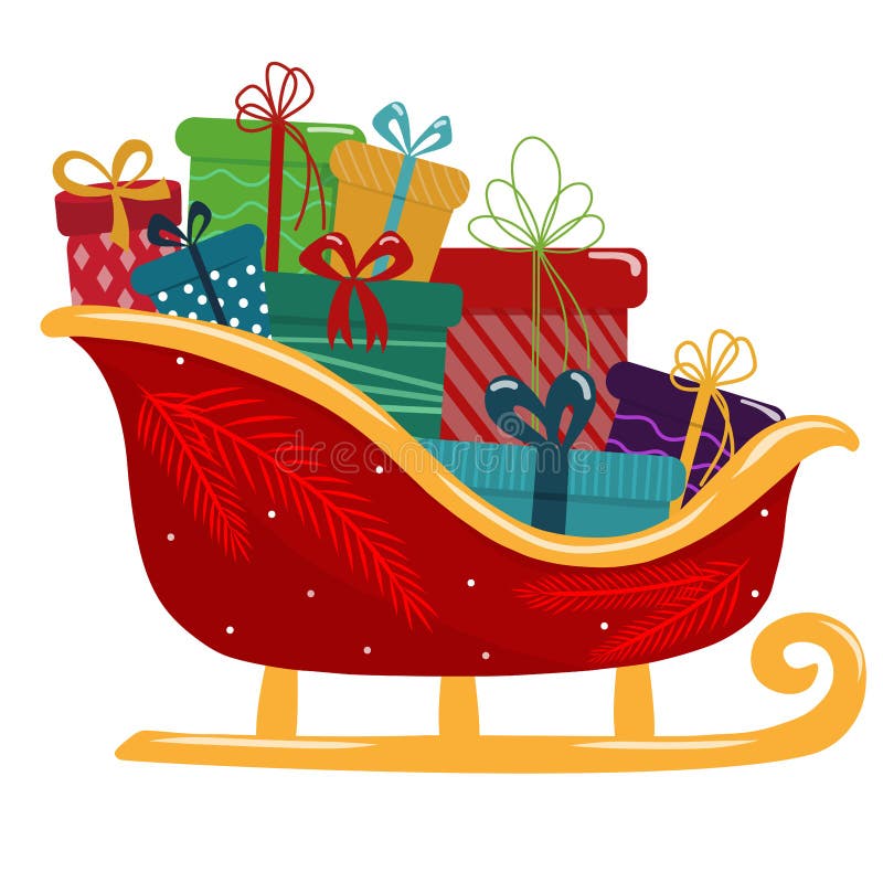 Christmas Sledge with Gift Boxes Stock Vector - Illustration of ...