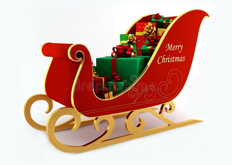 Christmas Sleigh with White Presents Stock Illustration - Illustration ... Christmas Sleigh with White Presents Stock Illustration - Illustration ...