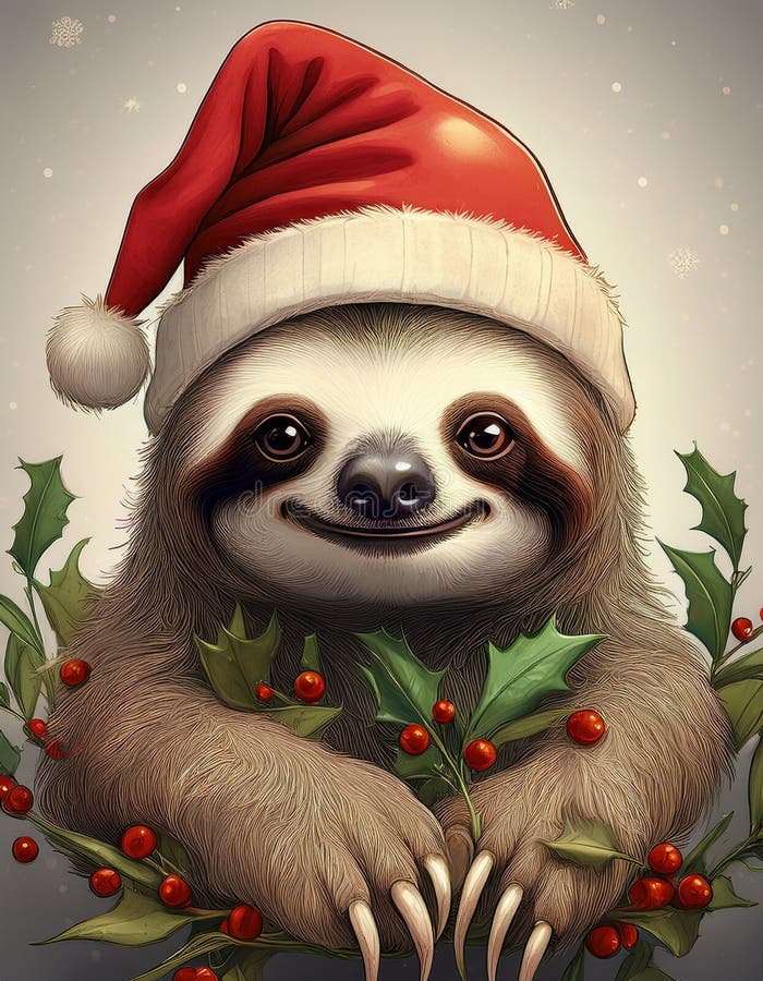 Christmas Sloth with Decoration Cartoon Stock Image - Image of december ...