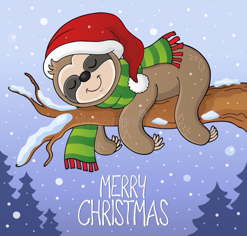 Christmas Sloth Theme Image 1 Stock Vector - Illustration of thematic ...