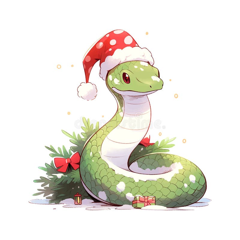Christmas Snake 2025 New Year Watercolor Vector Stock Vector - Illustration of snake, character ...