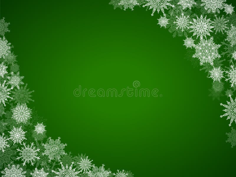 Christmas Snow Background Frame with Snowflakes Green Stock Vector ...