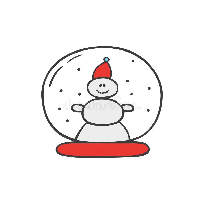 Christmas Snow Ball in Doodle Sketch Style Stock Vector - Illustration ...