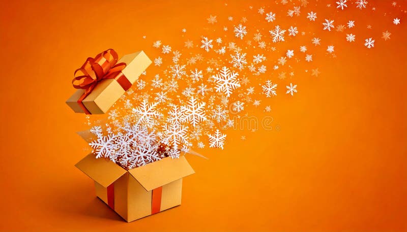 Christmas Snow Blizzard Nicely Wrapped Inside a Gift Box Stock ...