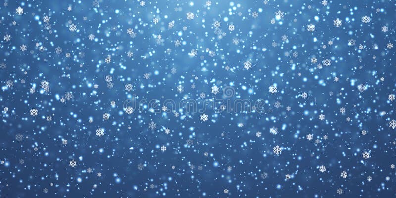 Christmas Snow. Falling Snowflakes on Blue Background. Snowfall Stock ...