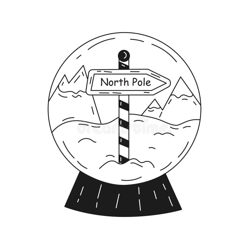 Christmas Snow Globe with North Pole Pointer Stock Illustration ...