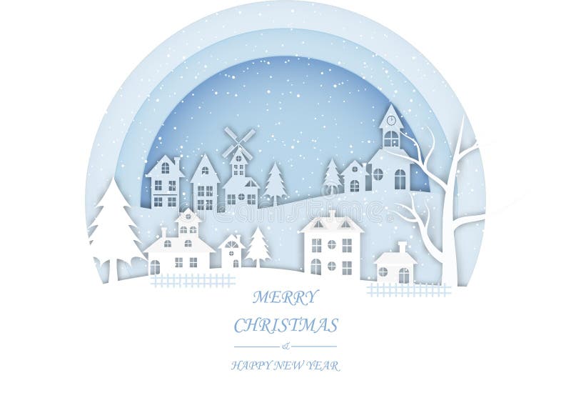 Christmas Snow Village Paper Cut Stock Vector - Illustration of house ...