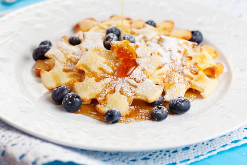 Christmas Snowflake Pancakes Stock Photo - Image of blue, honey: 21591138