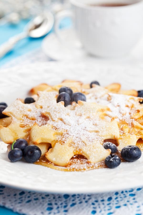 Christmas Snowflake Pancakes Stock Photo - Image of closeup, drink ...